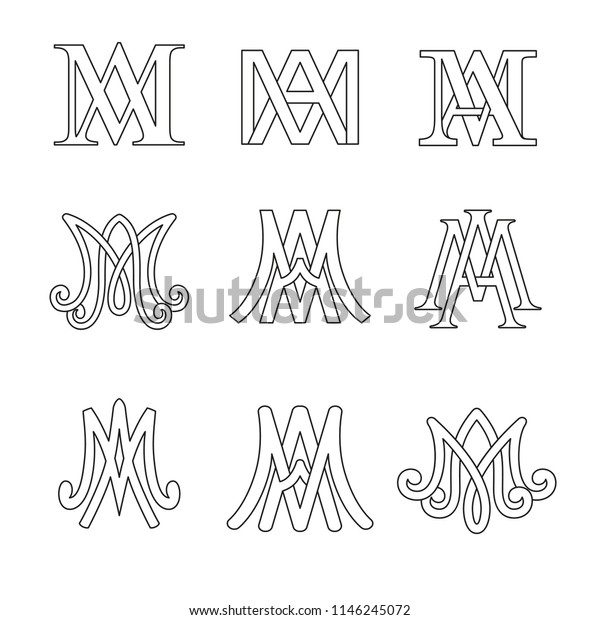 Monogram Ave Maria Symbols Set Religious : image vectorielle de stock ...