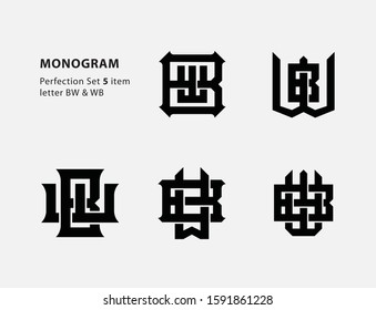 Monogram Collection Letter Bw Wb Black Stock Vector (Royalty Free ...