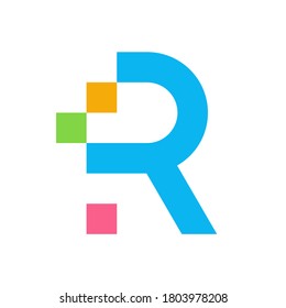 Monogram Letter R Geometric Square Pixel Stock Vector (Royalty Free ...