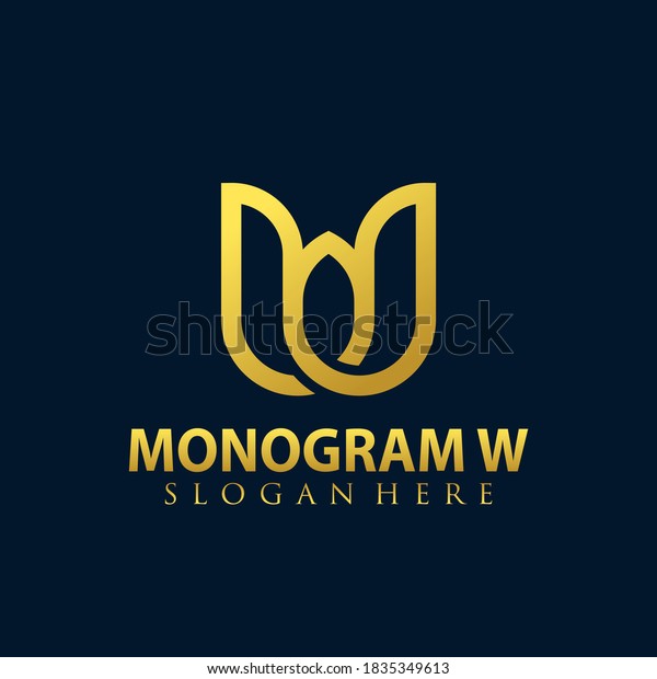 Monogram Letter W Line Art Style Stock Vector (Royalty Free) 1835349613 ...