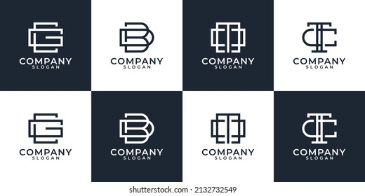 Monogram Line Art Logo Design Collection Stock Vector (Royalty Free ...