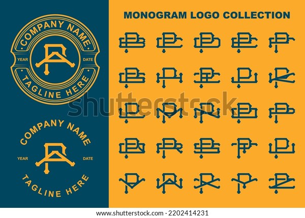 Monogram Logo Collection Pa Monogram Pz Stock Vector (Royalty Free ...