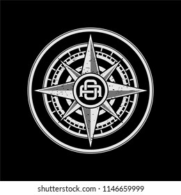 Monogram Vintage Compass Logo Design Stock Vector (Royalty Free ...