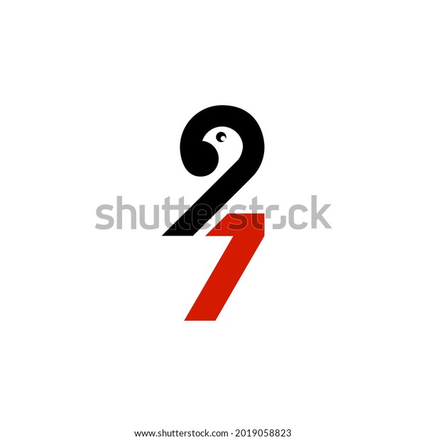 Monograms Numbers Two Seven Number Two Stock Vector (Royalty Free ...