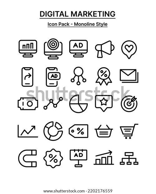 Monoline Digital Marketing Icon Pack Stock Vector (Royalty Free ... Monoline Digital Marketing Icon Pack Stock Vector (Royalty Free ...