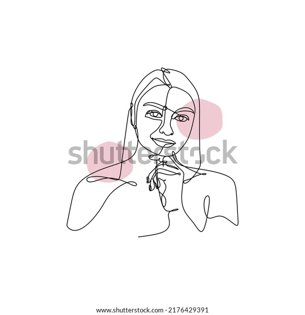 Monoline Face Portrait Design Sketch Stock Vector (Royalty Free ...