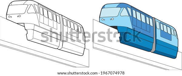 Monorail Train Vector Drawing Transportation Learning 库存矢量图（免版税 ...