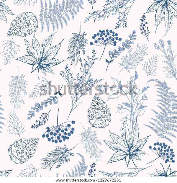 Monotone Blue Color Seamless Pattern Hand Stock Vector (Royalty Free ...