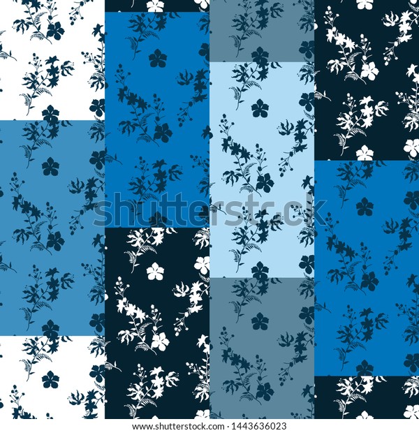 Monotone On Blue Shade Vector Patchwork Stock Vector (Royalty Free ...