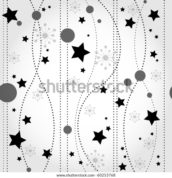 monotone star dot line seamless pattern vector