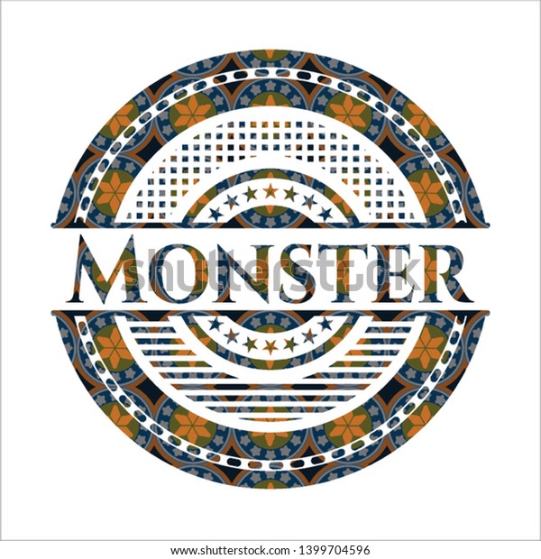 Monster Arabic Emblem Background Arabesque Decoration Stock Vector ...