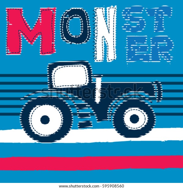 Monster Car Cartoon Vector Illustration 스톡 벡터(로열티 프리) 595908560 ...