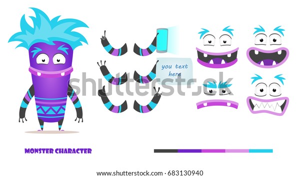 Monster Character Animation Creation Set Parts Stock Vector (Royalty ...