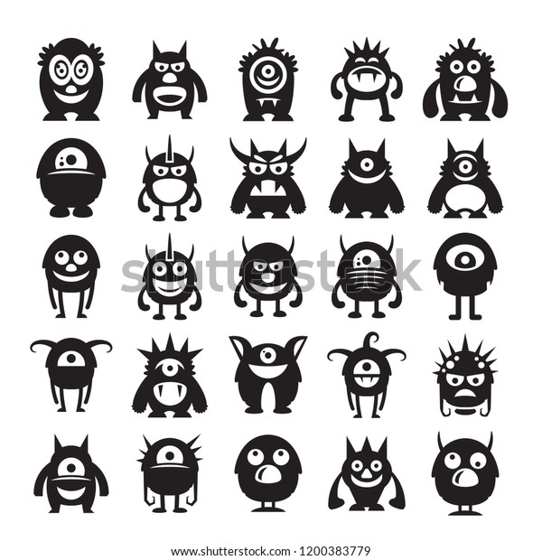 Monster Character Icons Set Stock Vector (Royalty Free) 1200383779 ...