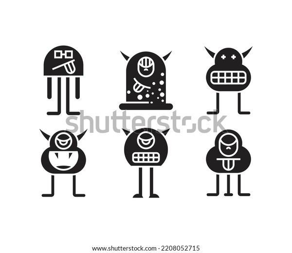 Monster Character Icons Vector Illustration Stock Vector (Royalty Free ...