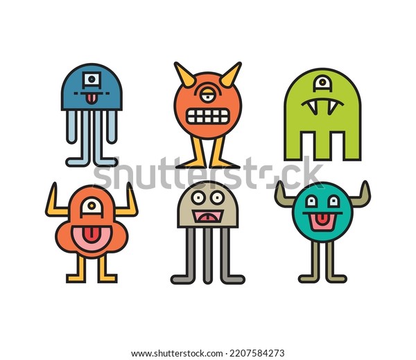 Monster Characters Avatars Set Illustration Stock Vector (Royalty Free ...