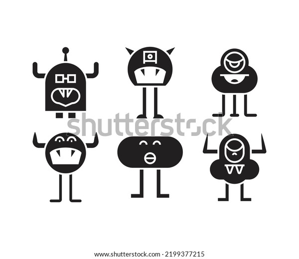 Monster Characters Avatars Set Vector Illustration Stock Vector ...