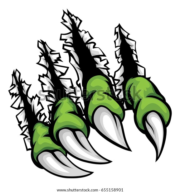 Monster Claw Tearing Scratching Ripping Through Stock Vector (Royalty ...