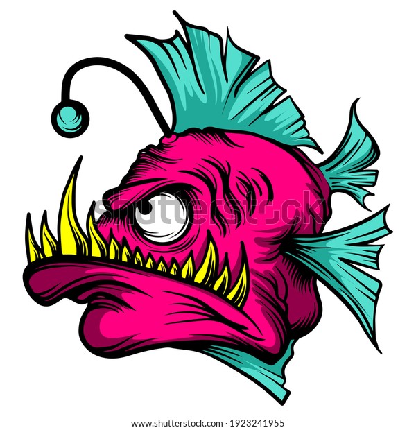 Monster Fish Cartoon Vector Funny Scary: เวกเตอร์สต็อก (ปลอดค่า ...