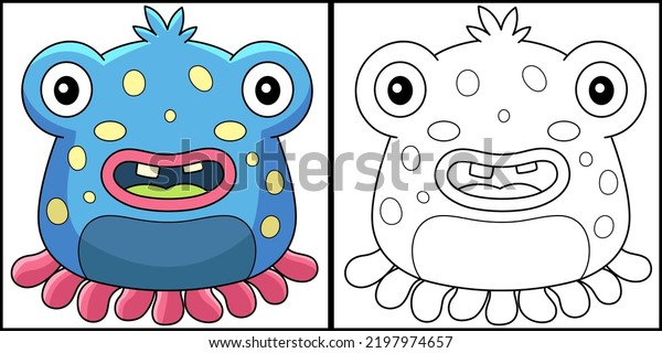 Monster Fish Coloring Page Colored Illustration Stock Vector (Royalty ...