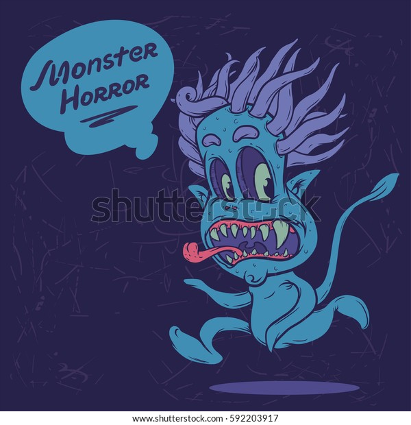 Monster Horror Vector Ink Line Violet Stock Vector (Royalty Free ...