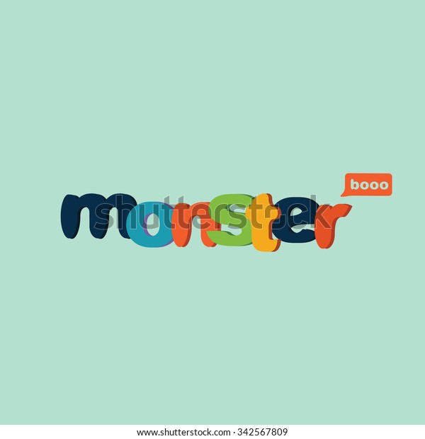 Monster Inspirational Message Cute Greeting Card Stock Vector (Royalty ...