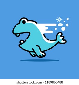 Monster Moo Flat Design On Blue Stock Vector (Royalty Free) 1189865488