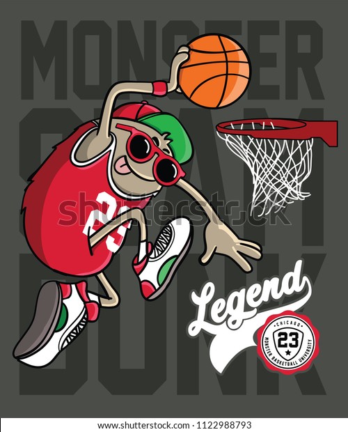 Monster Playing Basketball Vector Design Stok Vektör (Telifsiz ...