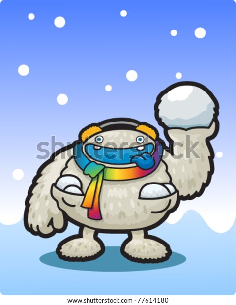 Monster Playing Snowball Stock Vector (Royalty Free) 77614180 ...