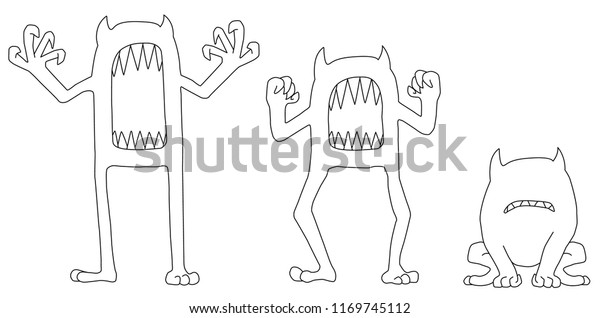 Monster Scare Growl Poses Vector Horizontal Stock Vector (Royalty Free ...