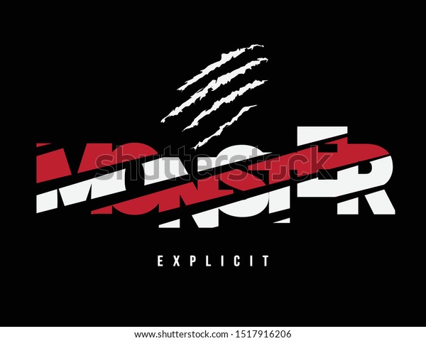 Monster Sticker Ripped Slogan Typography Print Stock Vector (Royalty ...