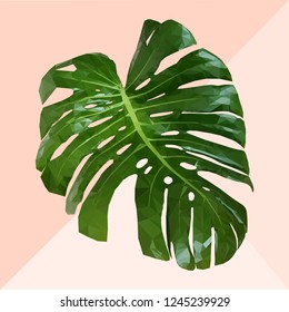 Monstera Leaf Low Poly Tropical Leaf Stock Vector (Royalty Free ...