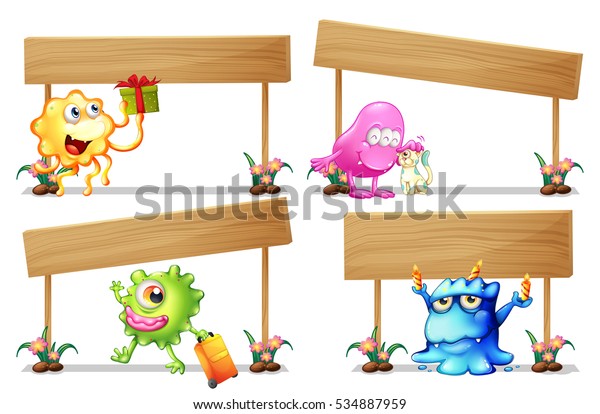 Monsters Blank Signs Stock Vector (Royalty Free) 534887959 | Shutterstock
