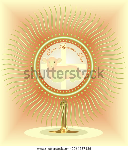 Monstrance Host Symbols Lamb Cross Latin Stock Vector (Royalty Free ...