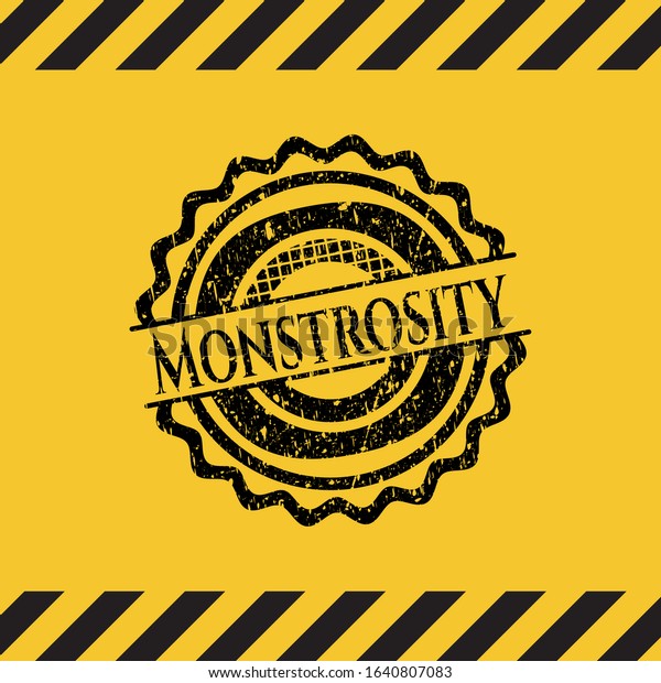 Monstrosity Black Grunge Emblem Yellow Background Stock Vector (Royalty ...
