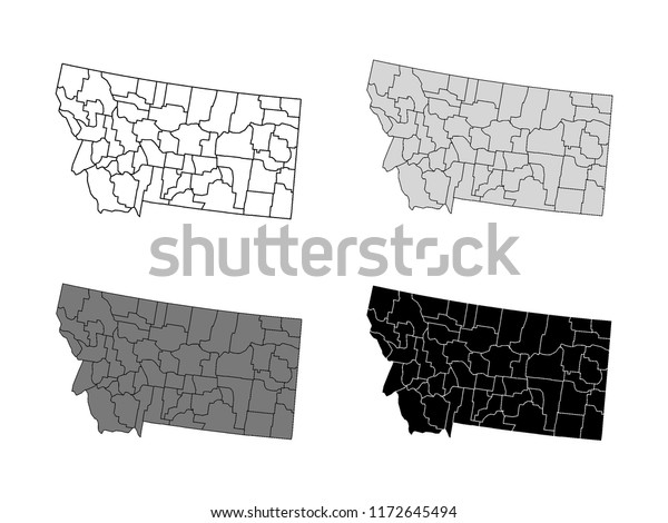 Montana County Map Gray Black White 库存矢量图（免版税）1172645494 | Shutterstock
