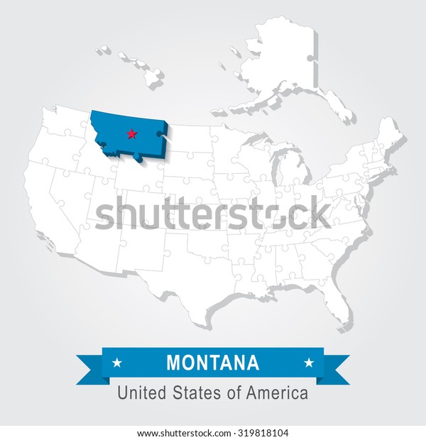 Montana State Usa Administrative Map Stock Vector (Royalty Free ...