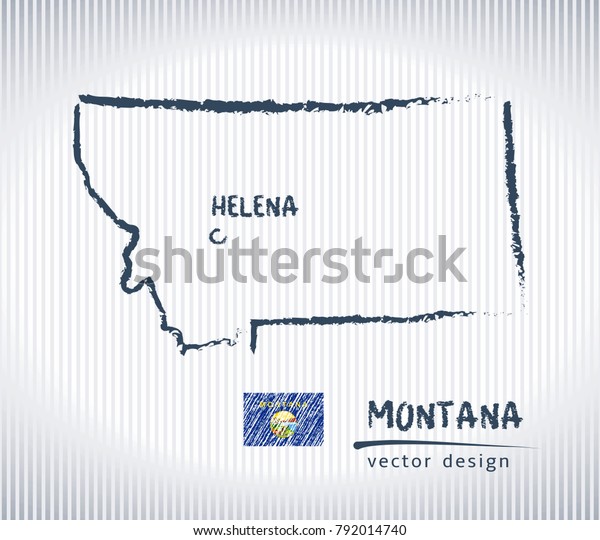 Montana Vector Chalk Drawing Map Isolated Stock Vector (Royalty Free ...