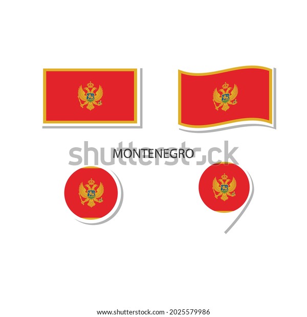 Montenegro Flag Logo Icon Set Rectangle Stock Vector (Royalty Free ...