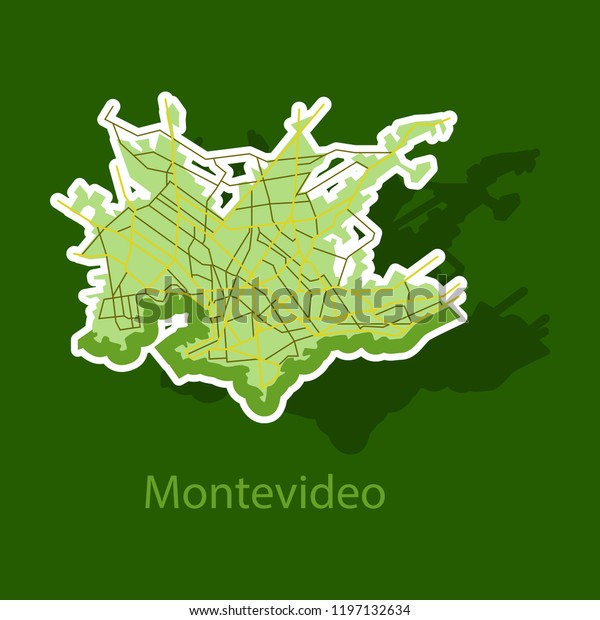 Montevideo Sticker Map Vector Outline Version: เวกเตอร์สต็อก (ปลอดค่า ...