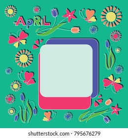 Month April Spring Frame Picture Children Stock Vector (Royalty Free ...