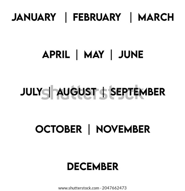 Month Names Vector Illustrations Art Stock Vector (Royalty Free ...