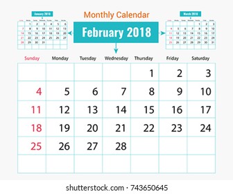 Monthly Calendar Design Vector Illustration Stock Vector (Royalty Free ...