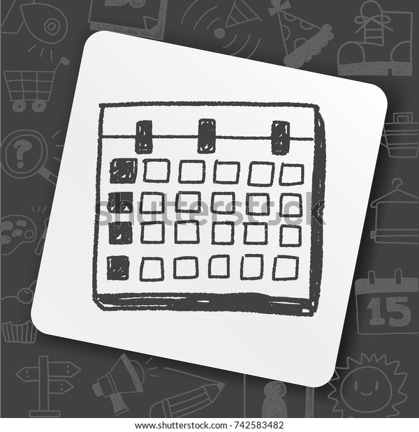 Monthly Calendar Doodle Drawing Stock Vector (Royalty Free) 742583482 ...
