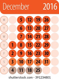 Monthly Calendar Flat Design December 2016 Stock Vector (Royalty Free ...