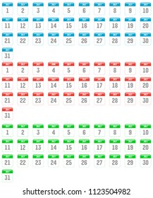 Monthly Calendar Vector Set: vector de stock (libre de regalías ...