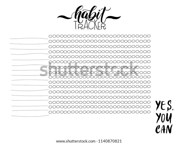 Monthly Habit Tracker Blank Handwritten Cute Stock Vector (Royalty Free ...