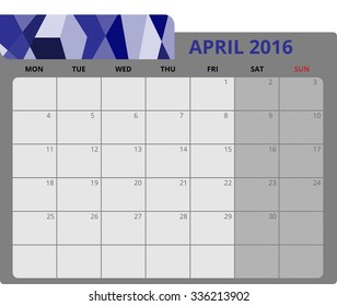 Monthly Plan Calendar April Stock Vector (Royalty Free) 336213902 ...