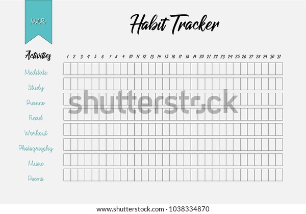 Monthly Planner Habit Tracker Template Stock Vector (Royalty Free ...