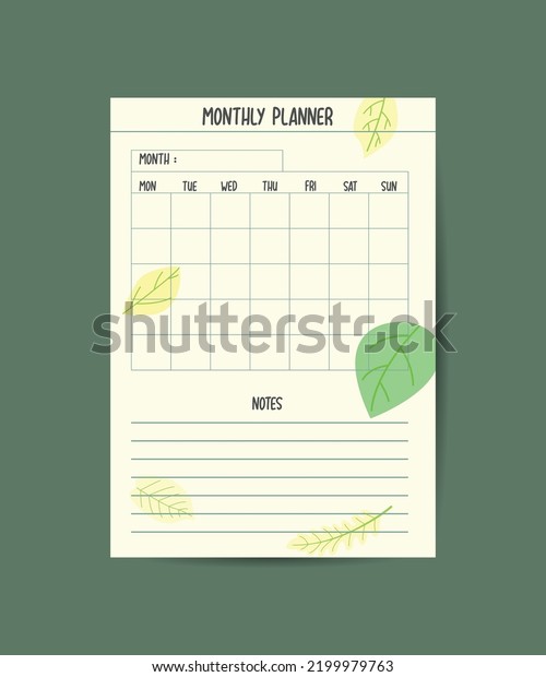 Monthly Planner Template Minimalist Planners Organizer Stock Vector ...
